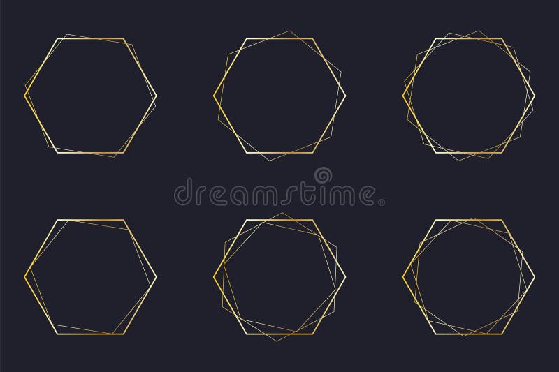 Collection of Golden Polygon Shape Frames Stock Illustration ...
