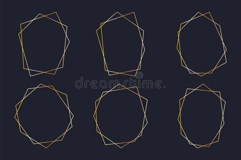 Collection of Golden Polygon Shape Frames Stock Illustration ...