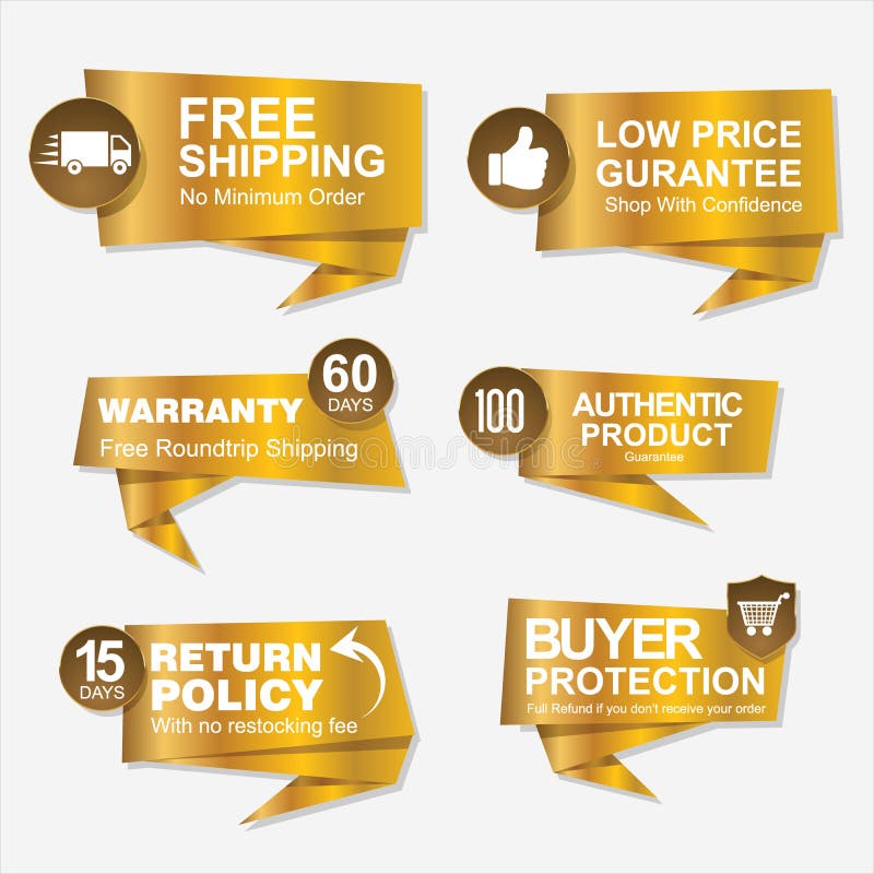 Collection of Golden Premium Badge Stickers and Seals Stock Vector ...