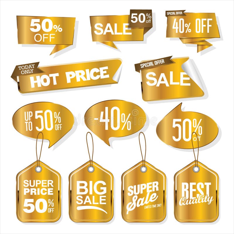 Collection of Golden Premium Badge Stickers and Seals Stock ...