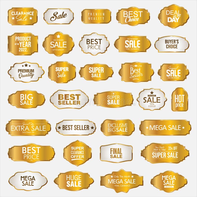 Collection of Golden Premium Badge Stickers and Seals Stock Vector ...