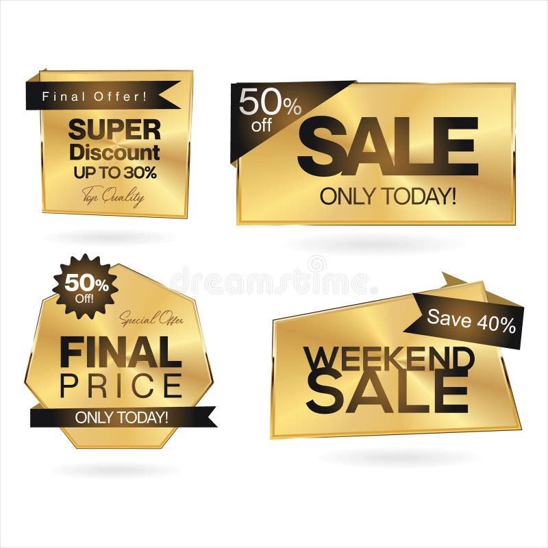 Collection of Golden Premium Badge Stickers and Seals Stock Vector ...