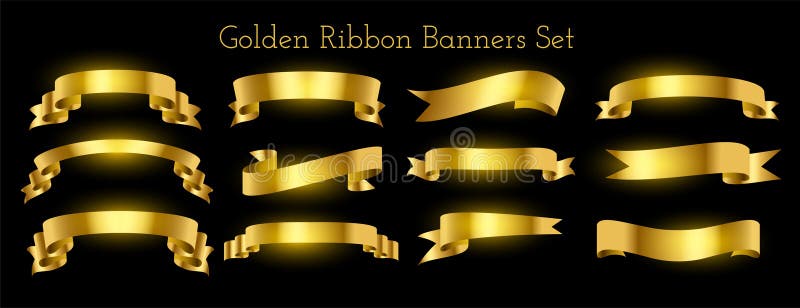 Collection of Golden Ribbon Band Element Banner Design Stock Vector ...