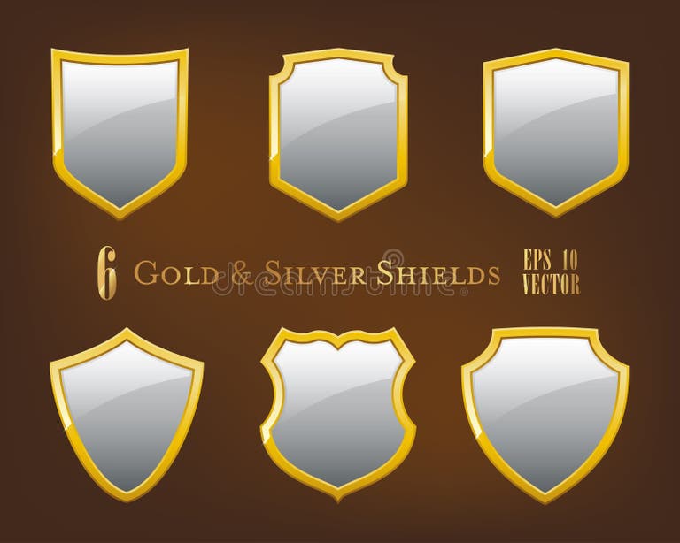 Collection of Golden and Silver Shields Stock Vector - Illustration of ...