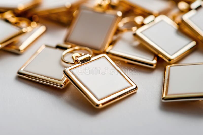 A Collection of Golden and White Square Charms Stock Image - Image of ...