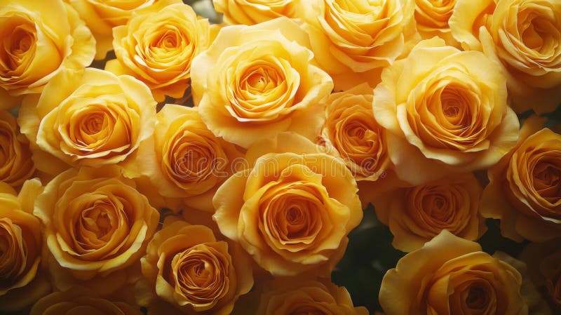 A Collection of Golden Yellow Roses in Full Bloom Stock Illustration ...