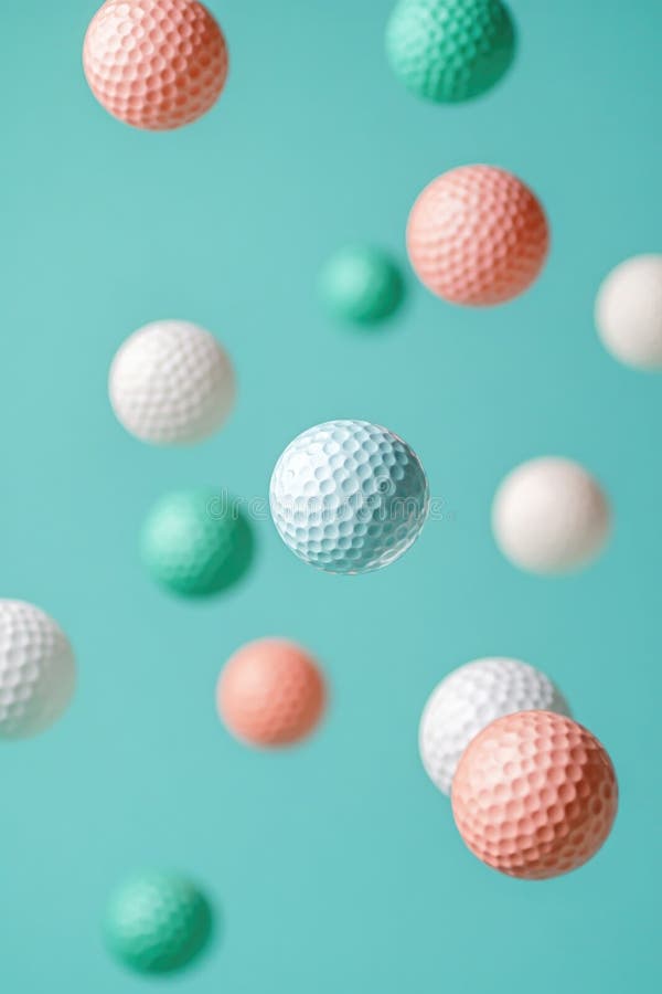 A Collection of Golf Balls in Mid-air, Suspended by Strings or Wires ...