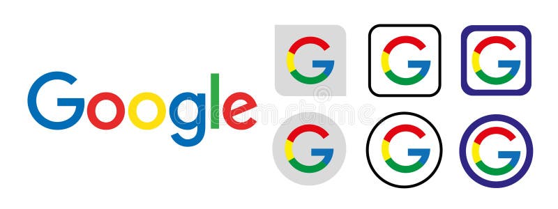 Collection of Google Logos Printed on White Paper. Google is USA ...