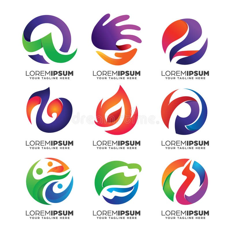 Collection of Gradient Abstract Logo Design Template Set Stock Vector ...