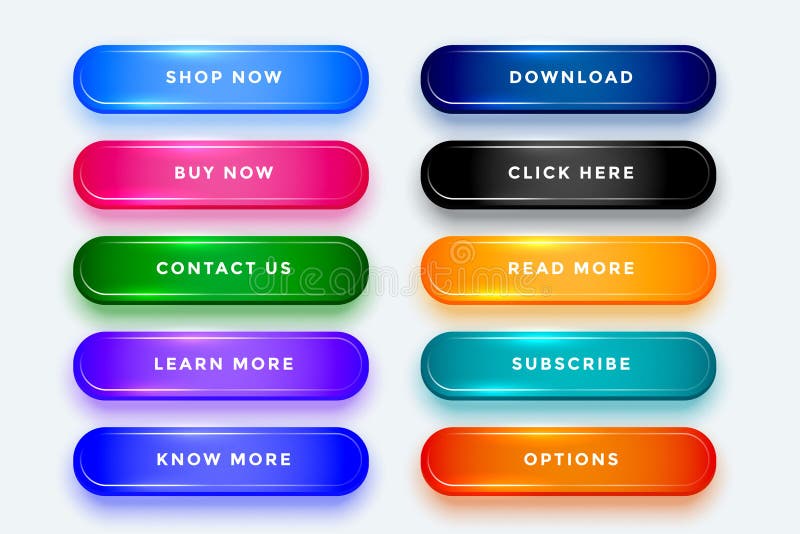 Collection of Gradient App Button Icon with Light Effect Stock Vector ...