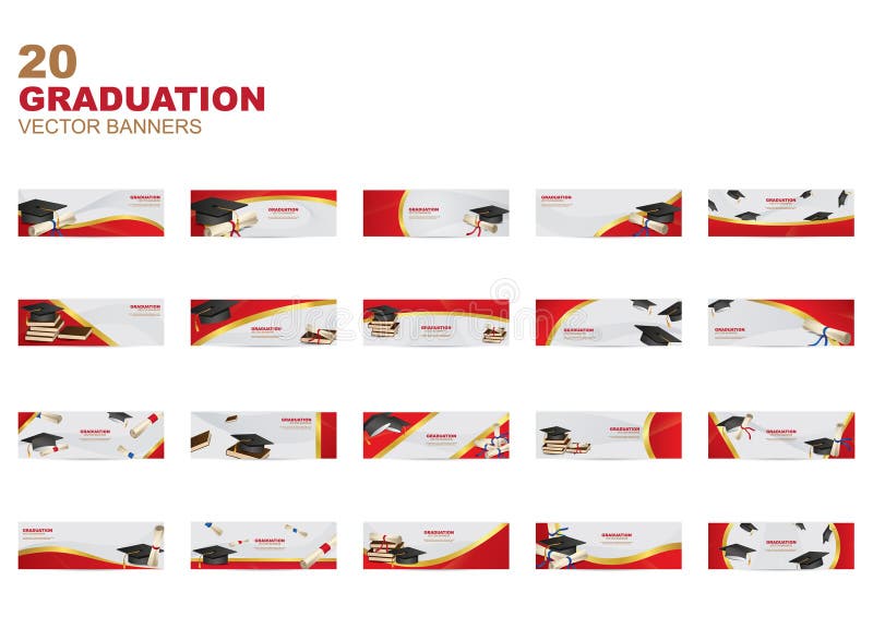 Collection of Graduation Banners. Vector Illustration Decorative Design ...