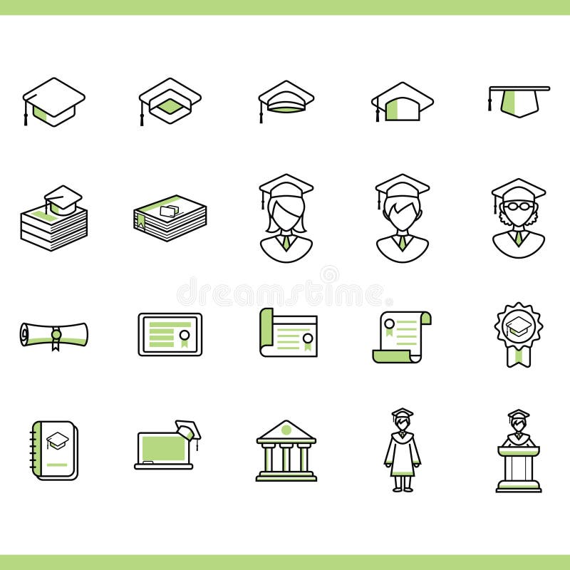 Graduation Icons stock vector. Illustration of black - 30382333