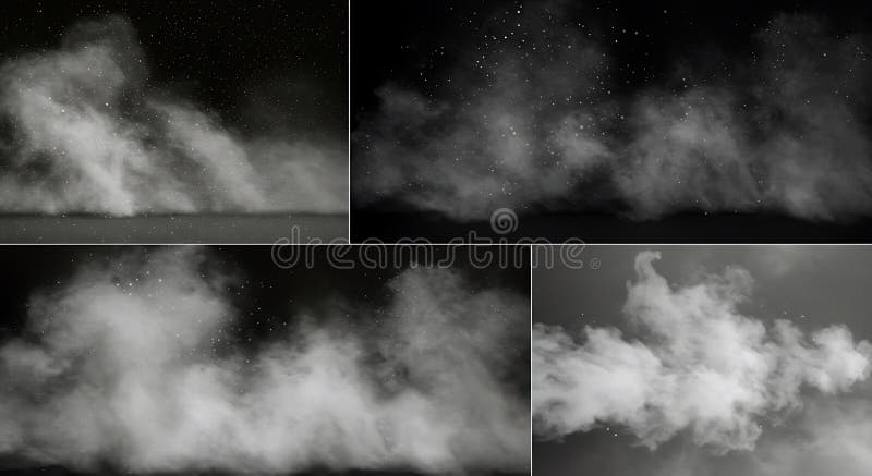 Collection of Grayscale Dust or Smoke Formations Stock Illustration ...