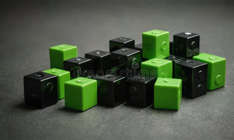 A Collection of Green and Black Blocks are Arranged on a Table. Stock ...