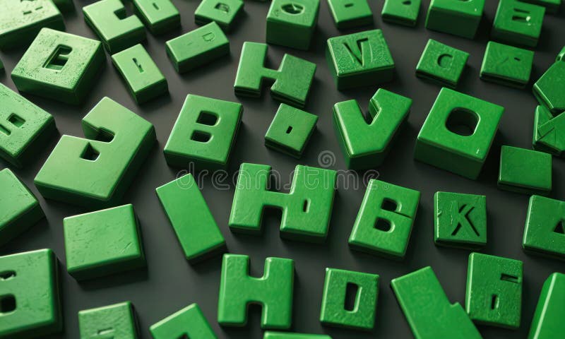 A Collection of Green Blocks with Letters on Them. Stock Illustration ...