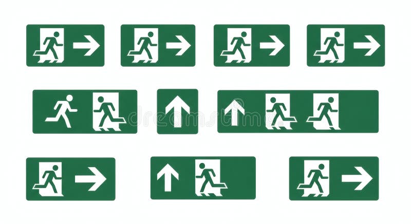 Green Emergency Exit Signs Stock Illustrations – 718 Green Emergency ...