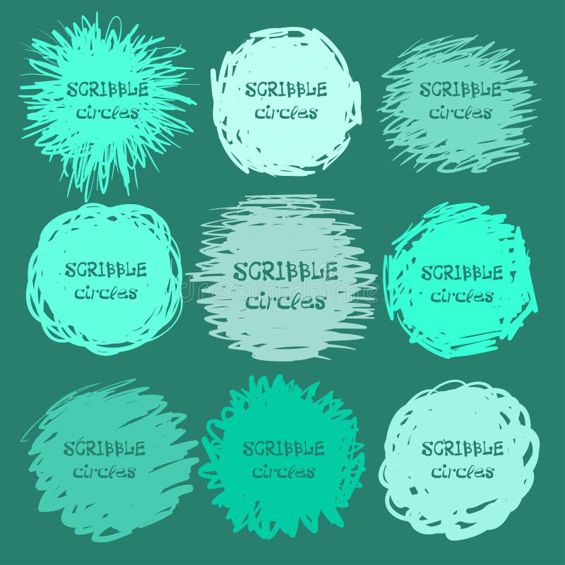 Collection of Green Hand-drawn Scribble Circles for Your Design. Vector ...