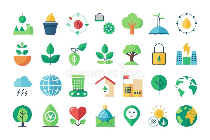 A Collection of Green Icons that Represent Various Aspects of the ...