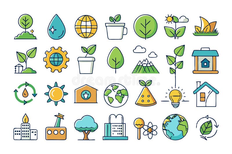 A Collection of Green Icons that Represent Various Aspects of the ...