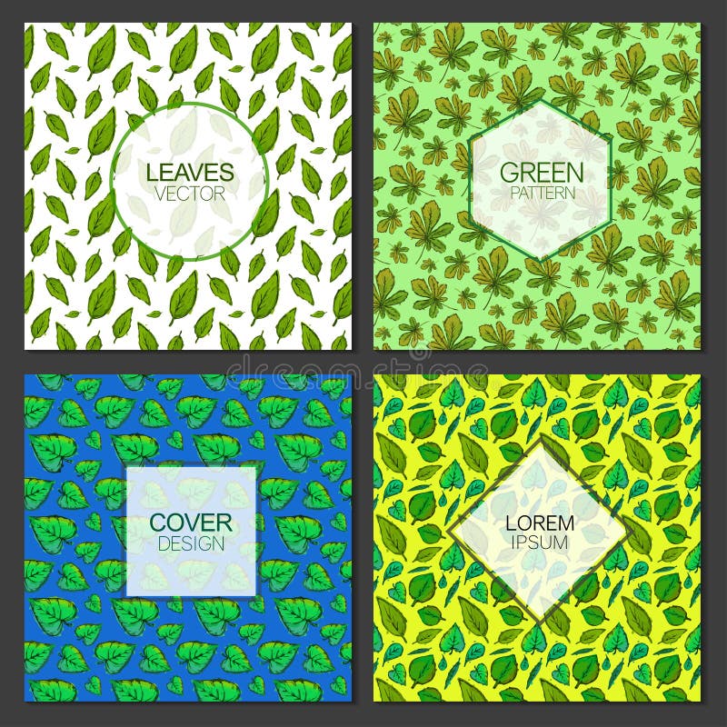 Collection of Green Leaves Poster Card Design Vector Stock Vector ...