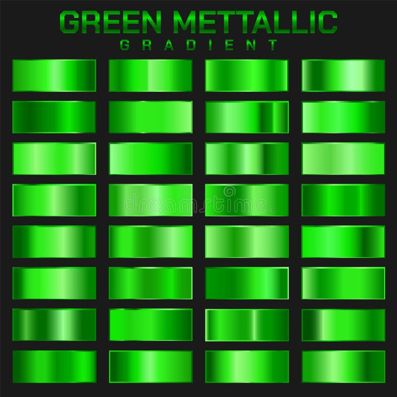 Collection of Green Metallic Gradient. Brilliant Plates with Metallic ...
