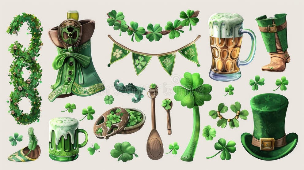 A Collection of Green Objects Placed on a Table Stock Image - Image of ...