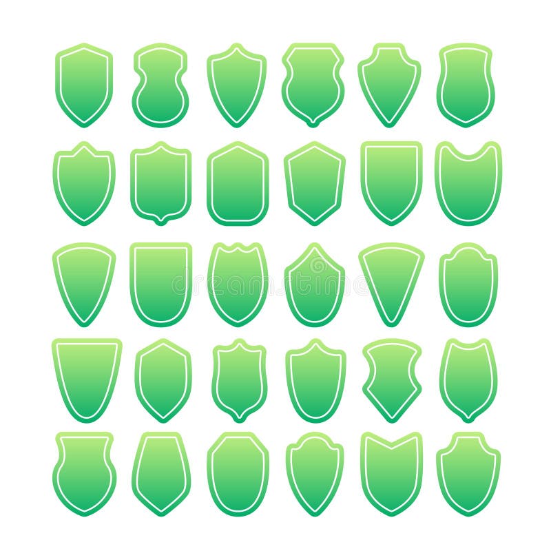 Collection of Green Shield Shapes with Checkmarks, Representing Safety ...
