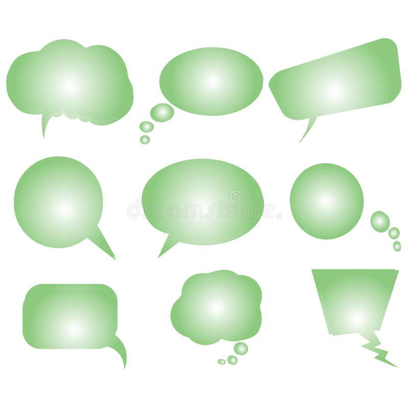 Collection of Green Stylized Text Bubbles Stock Vector - Illustration ...