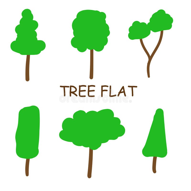 Collection of Green Tree Flat Vector Icons. Stock Vector - Illustration ...