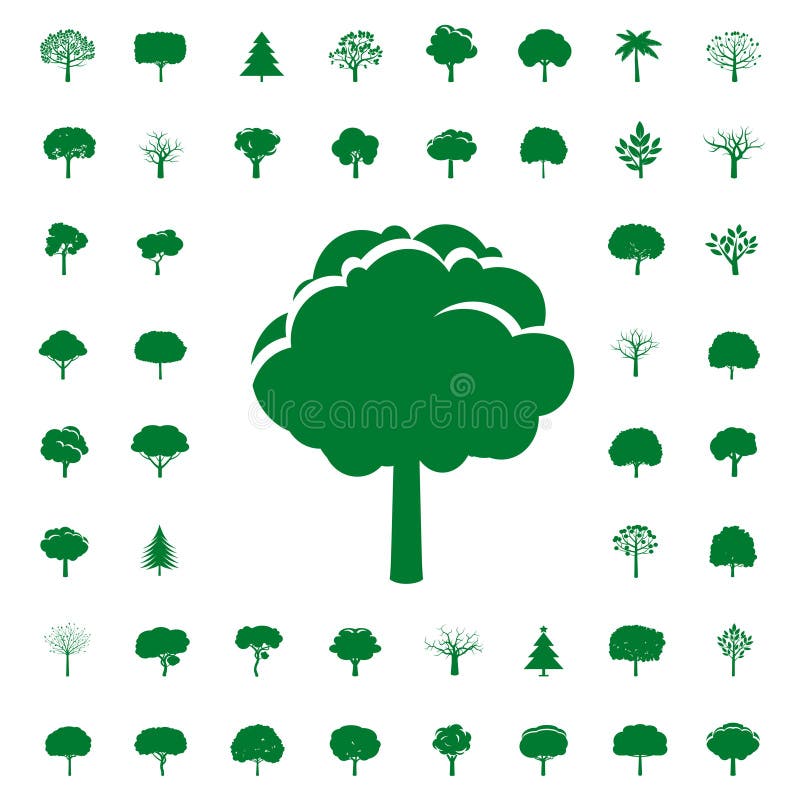 Collection of Green Trees. Vector Icons. Stock Vector - Illustration of ...