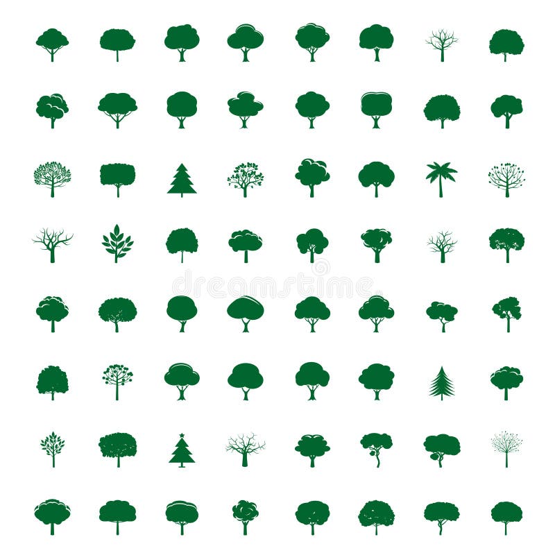 Collection of Green Trees. Vector Icons. Stock Vector - Illustration of ...