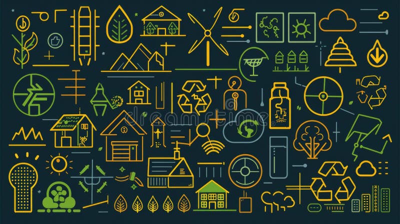 Collection of Green and Yellow Icons Stock Illustration - Illustration ...