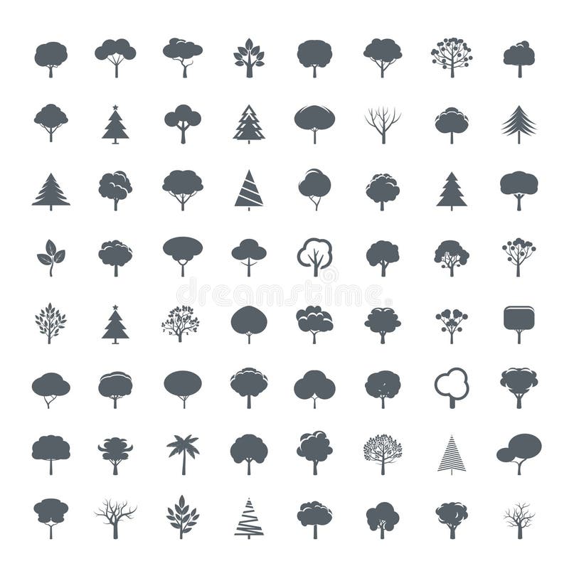 Collection of Grey Trees. stock illustration. Illustration of natural ...