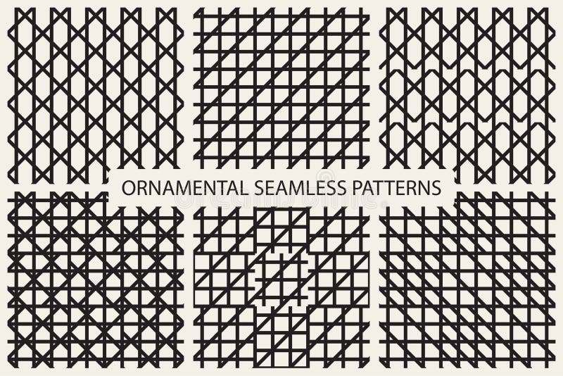 Collection of Grid Seamless Patterns. Stock Vector - Illustration of ...