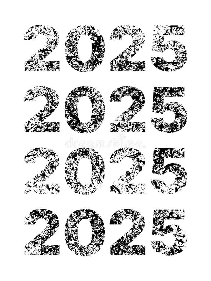 Collection of Grunge Handwritten 2025 Number. Vector Stock Vector ...