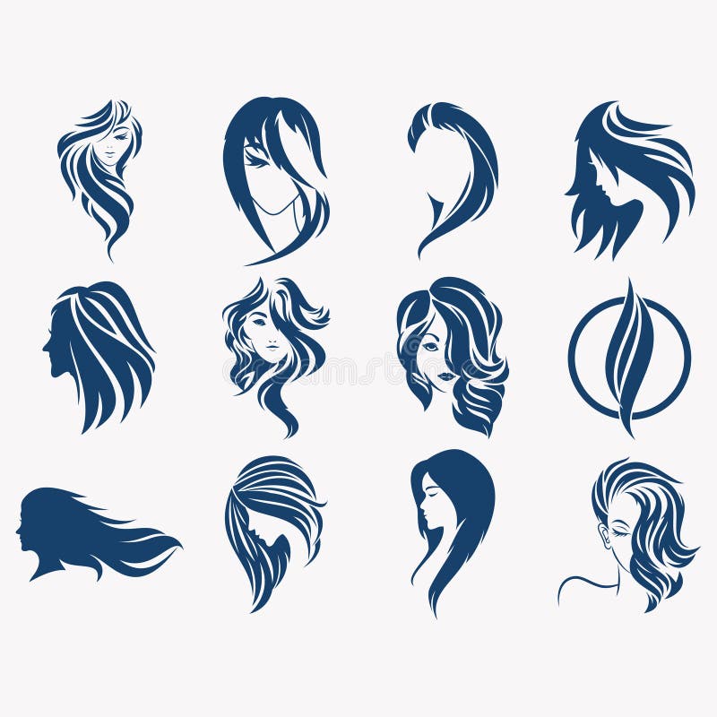 Collection of Hair Style Logo Stock Vector - Illustration of lady, girl ...