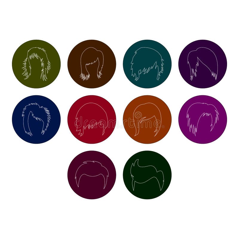 Hairstyle icon set stock vector. Illustration of messy - 267345113