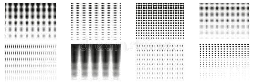 Collection of Halftone Dot Pattern Background. Monochromatic Halftone ...