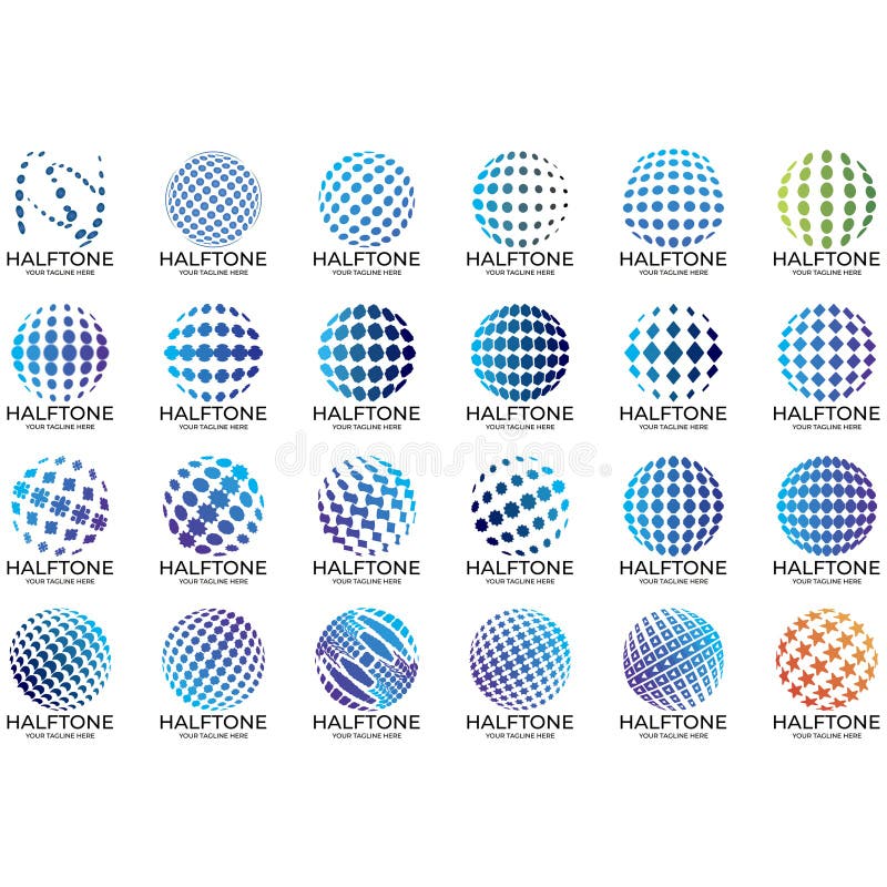 Collection of Halftone Logos Stock Vector - Illustration of geometric ...