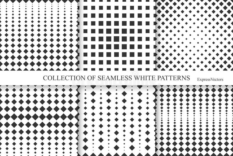 Collection of Halftone Seamless Geometric Patterns. Stock Vector ...