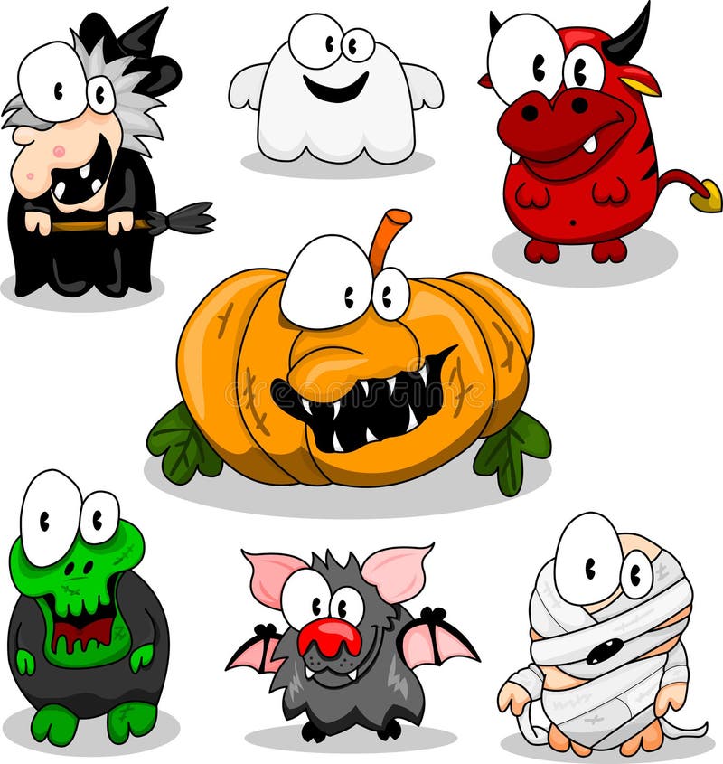 Collection of Halloween Creatures Stock Vector - Illustration of ghost ...