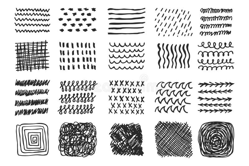 Hand Drawn Abstract Doodle Patterns with Various Shapes and Lines ...