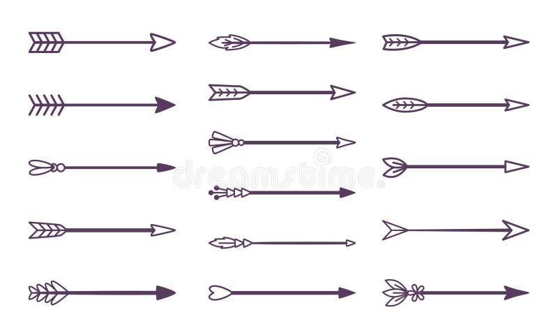 Collection of Hand Drawn Arrows Stock Vector - Illustration of feather ...