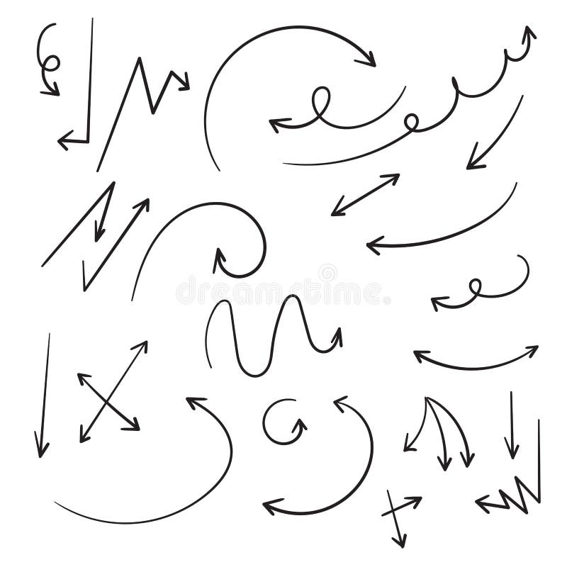 Collection of Hand Drawn Arrows Illustration Doodle Stock Vector ...