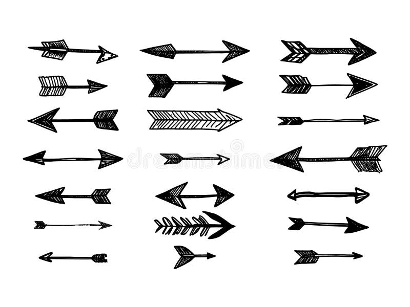 Hand-Drawn Arrows: Assorted Sketchy Designs on White Canvas Stock ...