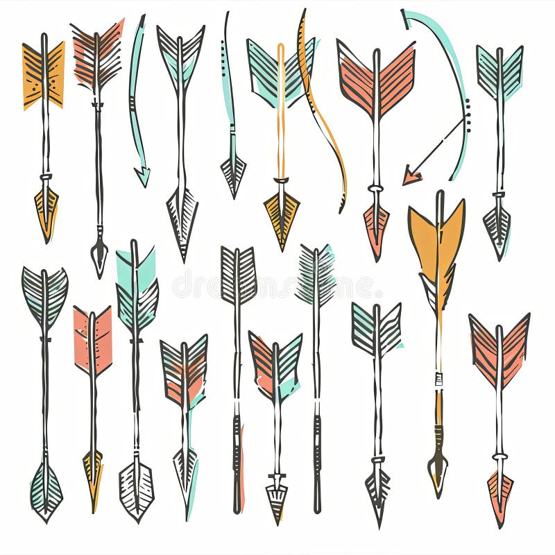 Collection of Hand Drawn Arrows on a White Background. it Has Simple ...