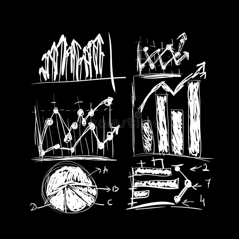 Collection of Hand-drawn Business Graphs and Statistics, Vector Stock ...