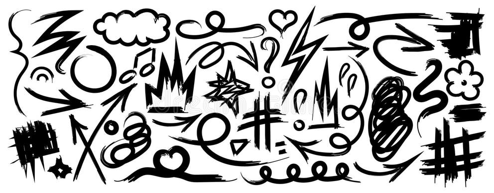 Collection of Hand Drawn Doodles and Squiggles for Text Highlighting ...