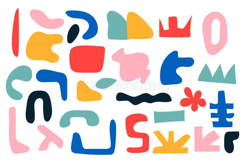 Collection of Hand Drawn Flat Abstract Shapes. Irregular Shape Stock ...