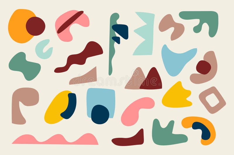 Collection of Hand Drawn Flat Abstract Shapes. Irregular Shape Stock ...